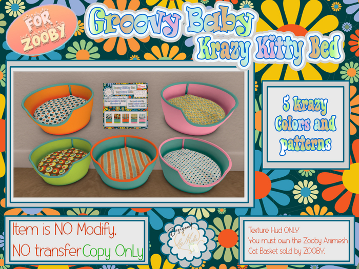 Second Life Marketplace - [byMela]~ADD~Groovy Baby! Krazy Kitty Bed texture HUD